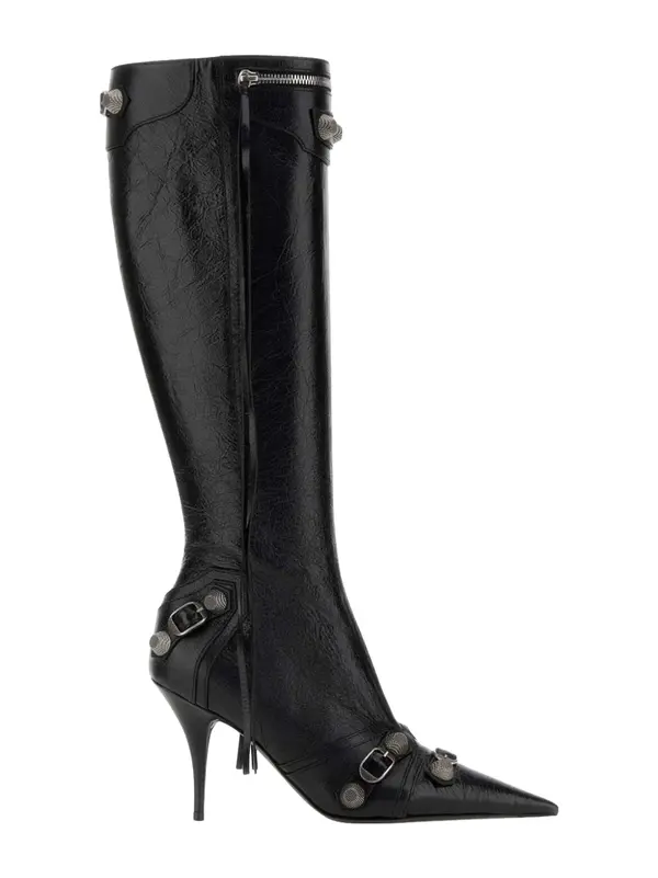 Balenciaga 90mm Cagole Leather Boots - Black