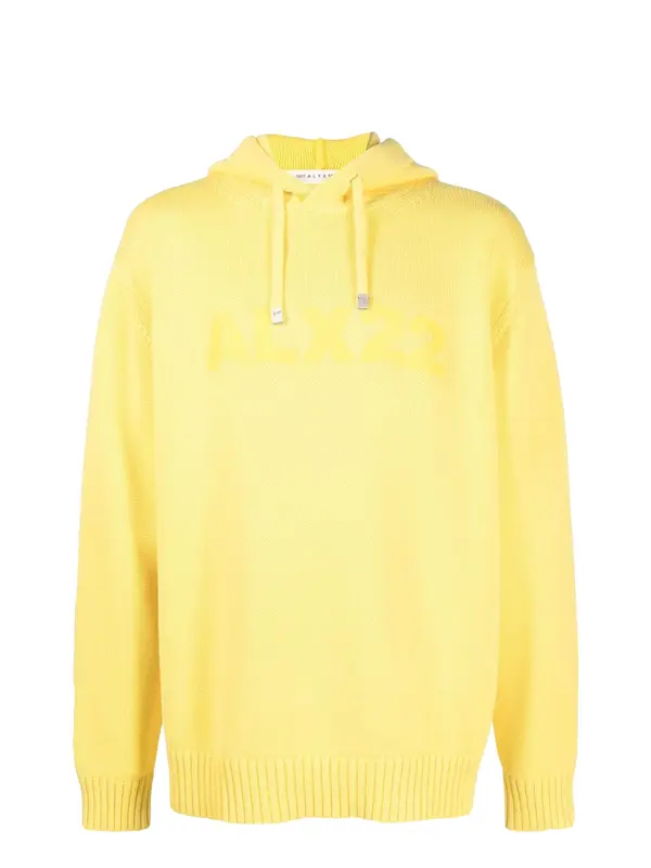 1017 Alyx 9sm Logo-print Knitted Hoodie - Yellow