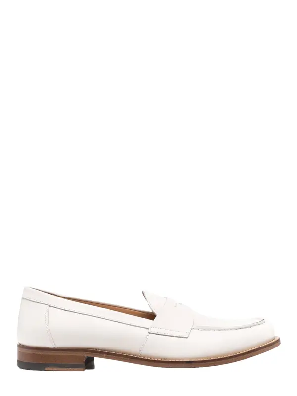 SCAROSSO Harper Leather Penny Loafers - White