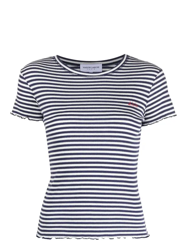 Maison Labiche Striped Organic Cotton T-shirt - Blue