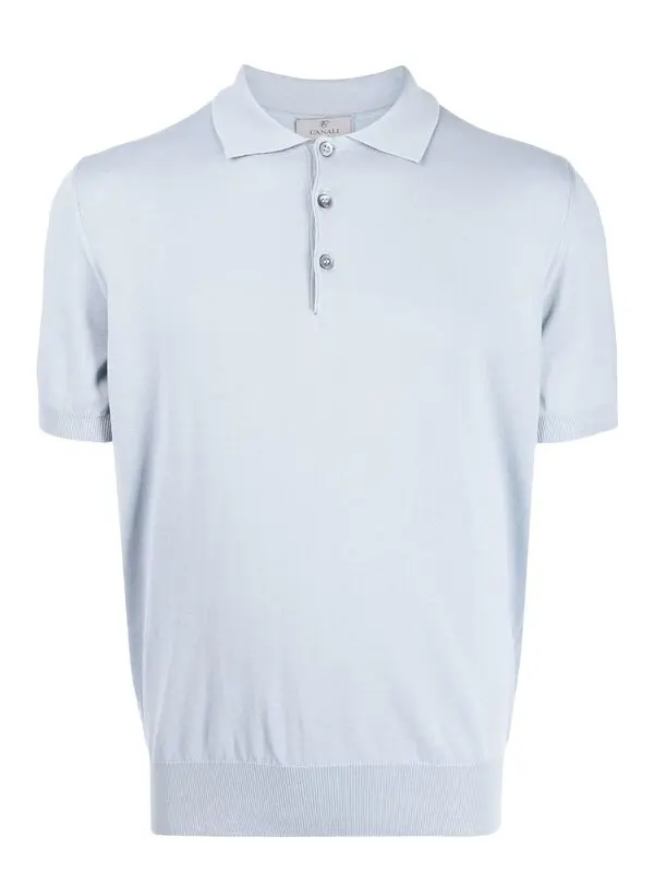Canali Short-sleeved Polo Shirt - Blue