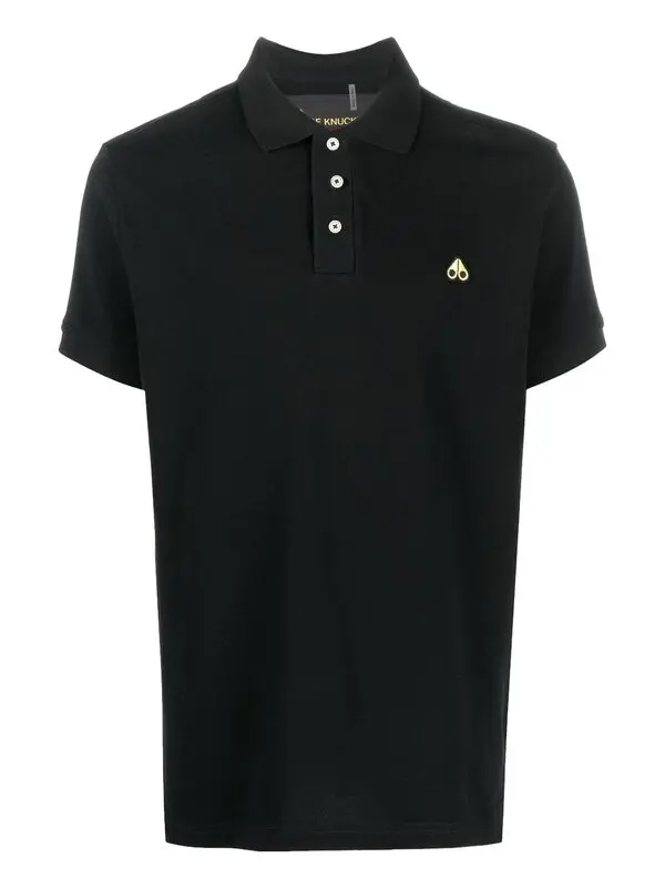 Moose Knuckles Logo Patch Polo Shirt - Black