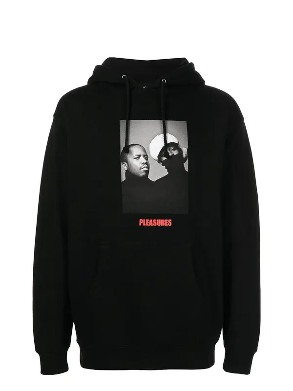 PLEASURES Graphic-print Oversized Hoodie - Black