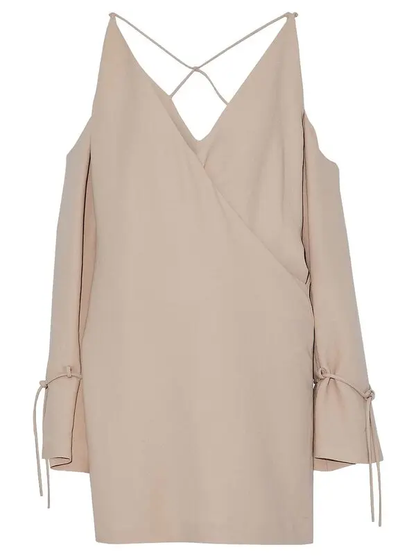IRO PARIS Lebeca Cold-shoulder Wrap-effect Mini Dress - Neutral