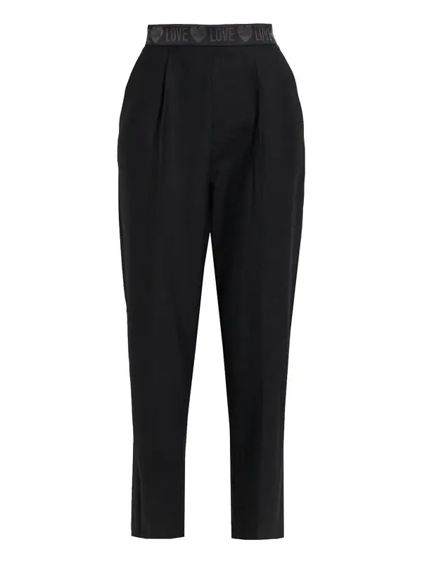 Moschino Pleated Jacquard-trimmed Twill Tapered Pants - Black