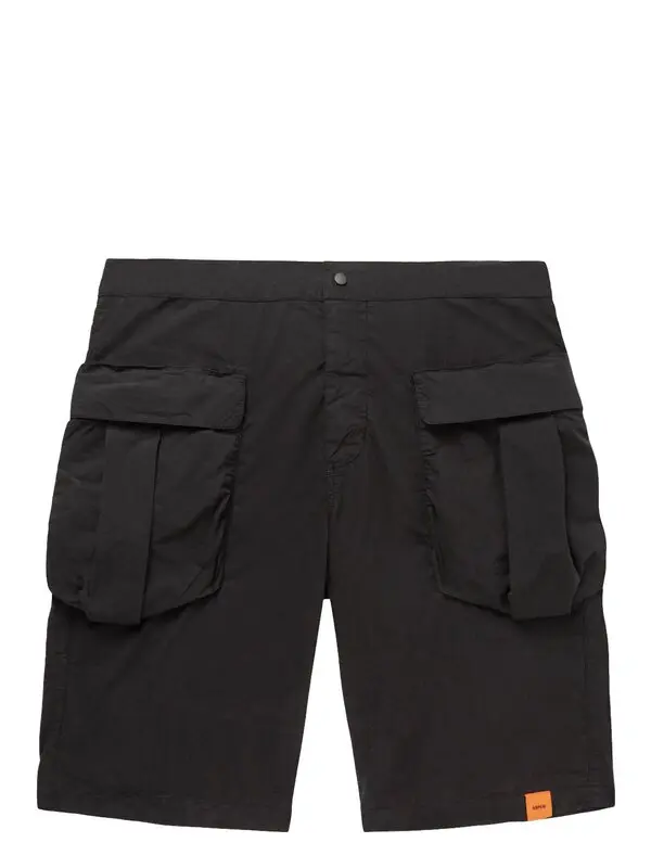 Aspesi Straight-leg Cotton-poplin Cargo Shorts - Black