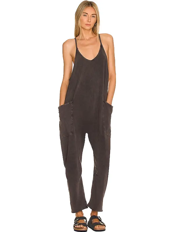 Free People X Hot Shot Onesie In Black - Washed Black