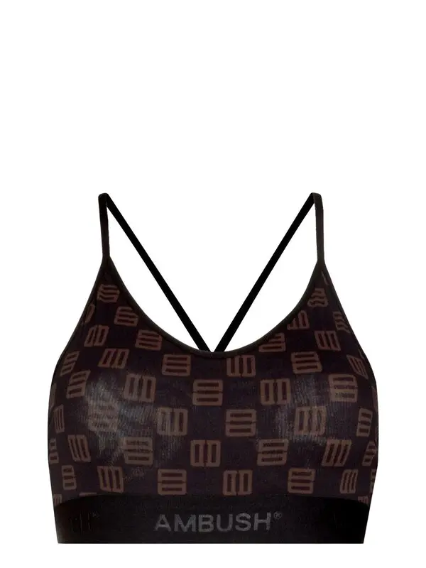 AMBUSH Monogram-print Bra Top - Black