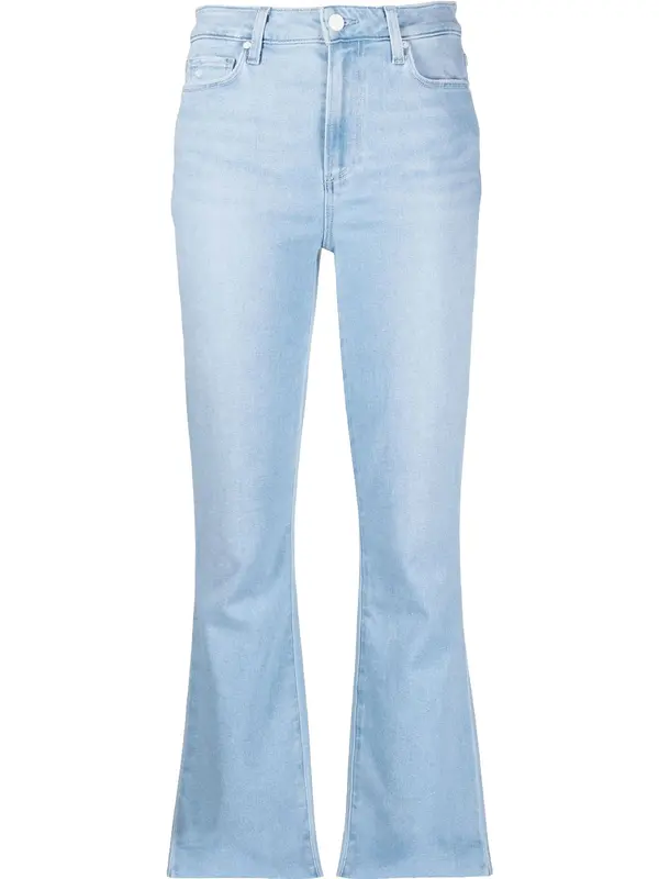 Paige Cropped Flared Jeans - Blue