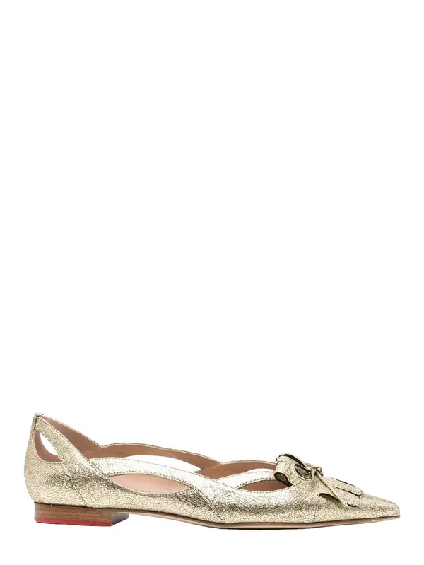 SCAROSSO Pointed Toe Ballerinas - Gold