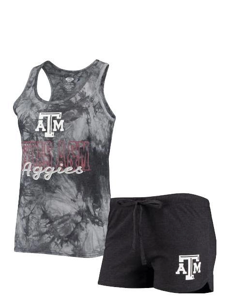 CONCEPTS SPORT Texas A&m Aggies Billboard Tie-dye Tank Top & Shorts Set - Charcoal