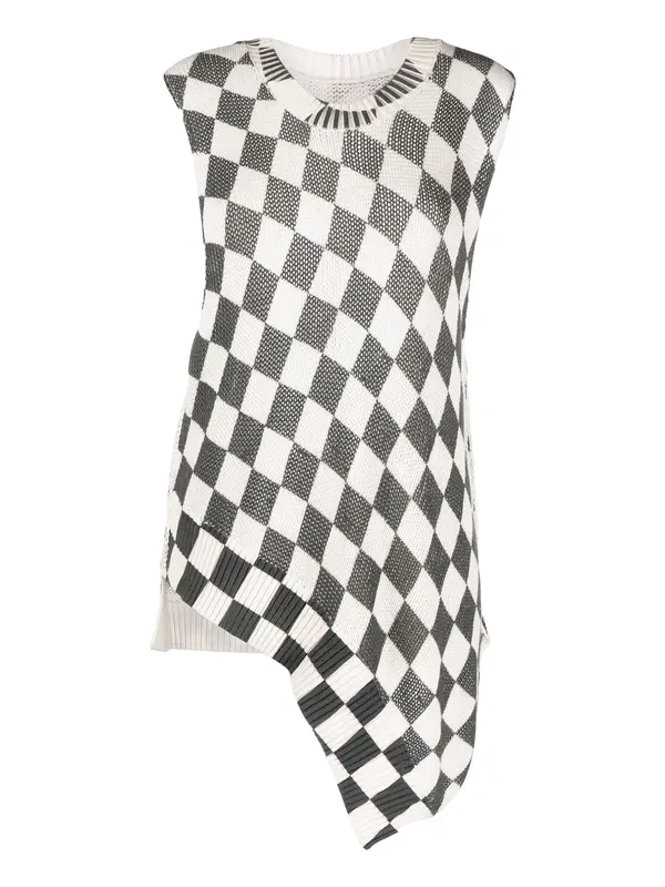 MAISON MARGIELA Checkerboard Knitted Top - White