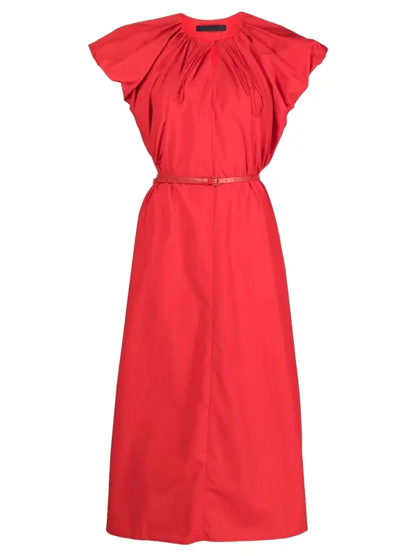 JUUN.J Puff-sleeve Midi-dress - Red