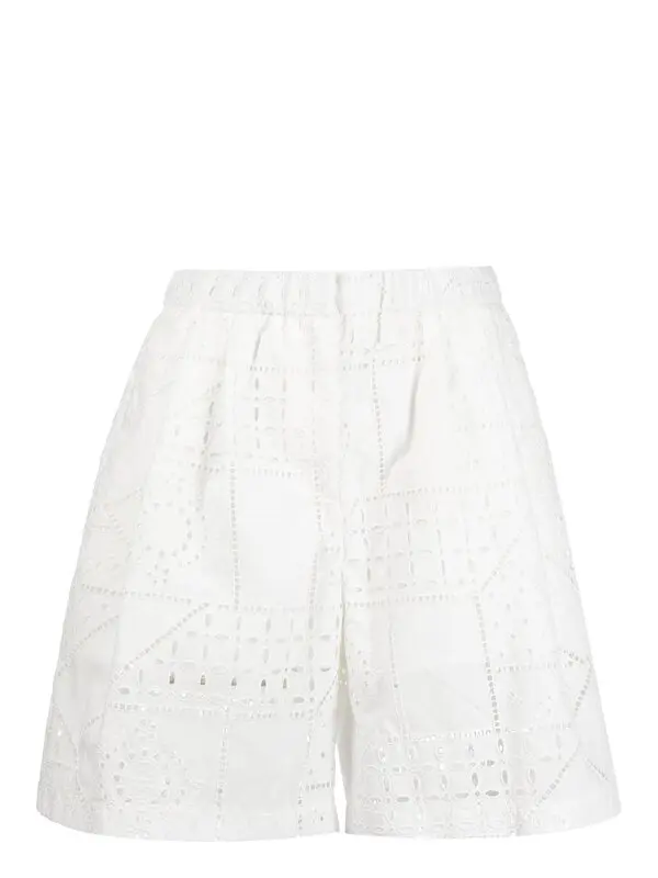 MSGM Perforated Cotton Shorts - White