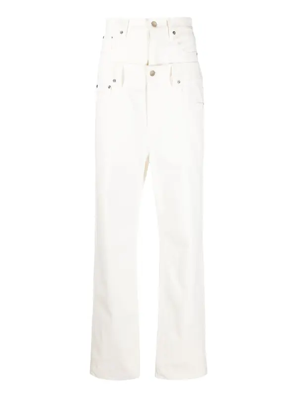AC9 Double-waist Straight-leg Jeans - White