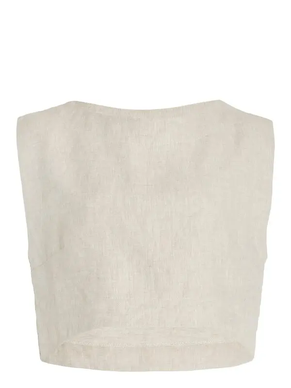 Posse Martina Linen Crop Top - Neutral