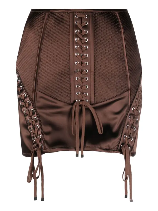 Dolce & Gabbana Lace-up Mini Skirt - Brown