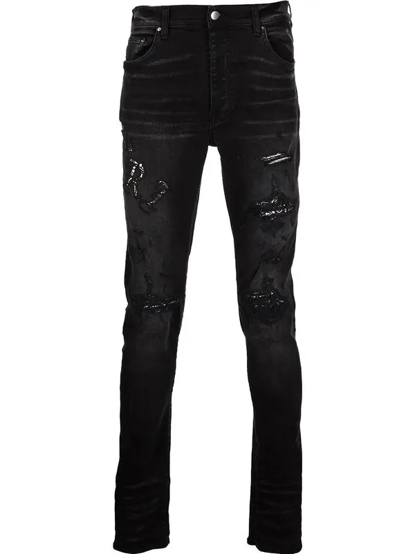 Amiri Distressed Slim-fit Jeans - Black