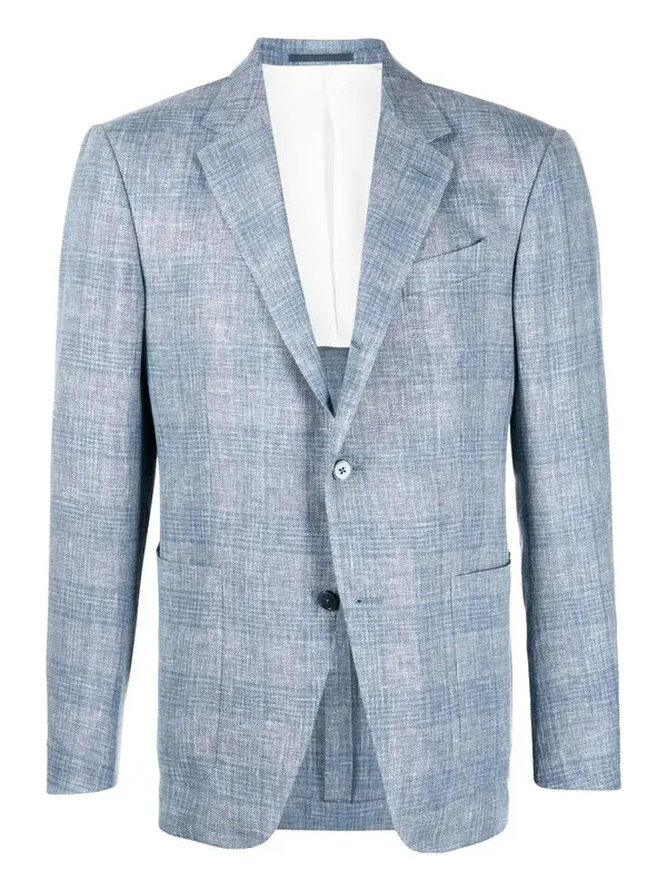 Zegna Checked Single-breasted Blazer - Blue