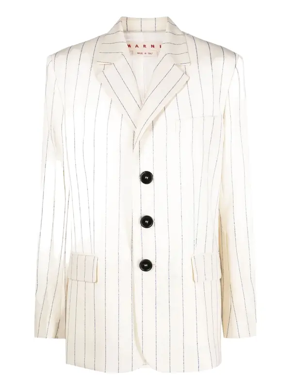 Marni Striped Virgin Wool Blazer - Neutrals