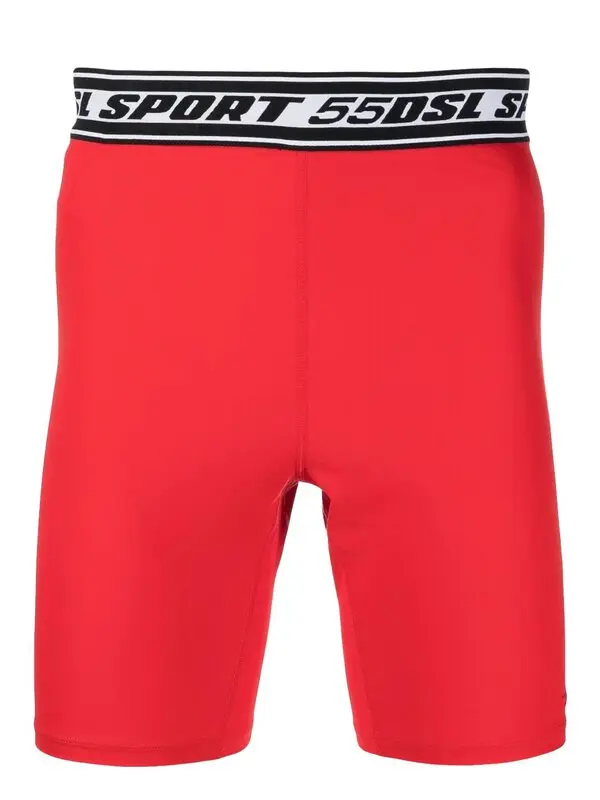 Diesel Logo Waistband Cycling Shorts - Red