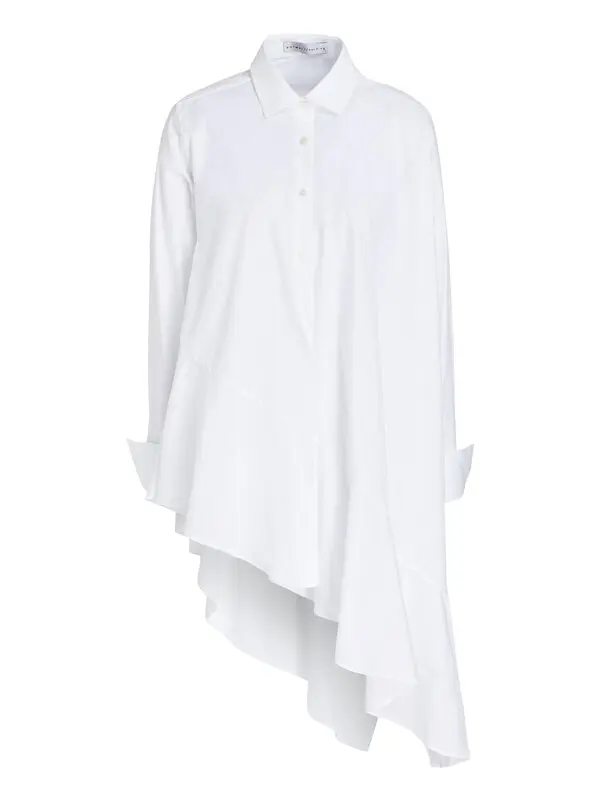 Palmer//harding Asymmetric Fluted Cotton-poplin Shirt - White