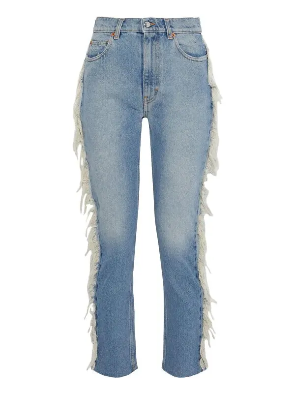 IRO PARIS Movement Fringe-trimmed High-rise Straight-leg Jeans - Light Denim