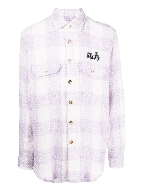 COOL T.M Oversized Tweed Check Shirt - Purple