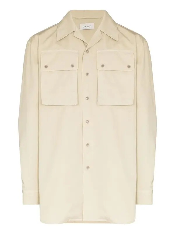 LEMAIRE Flap-pocket Cotton Shirt - Neutrals
