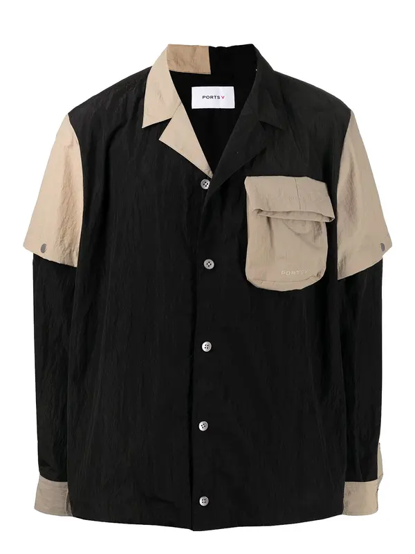 PORTS V Detachable-sleeve Shirt Jacket - Black