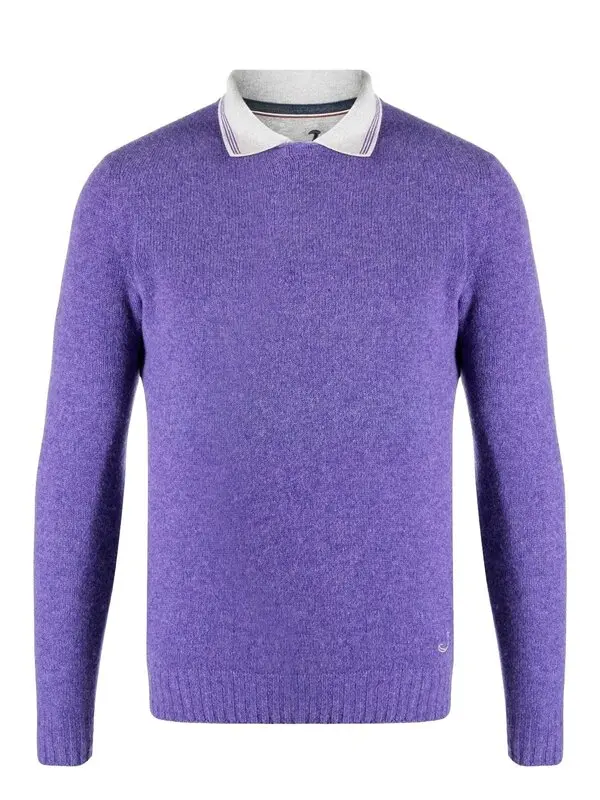 Jacob Cohen Polo-collar Cotton Sweatshirt - Purple