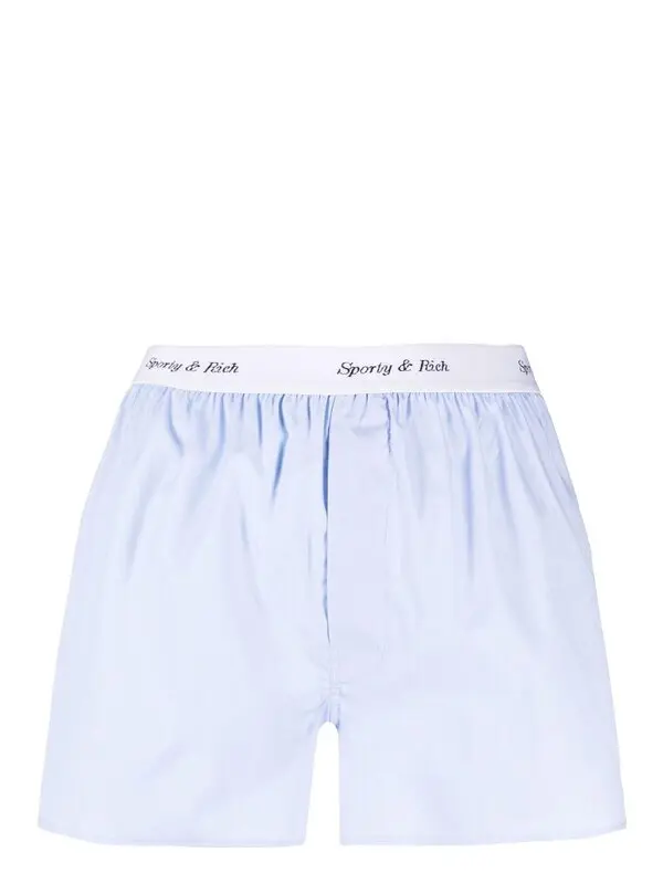 SPORTY & RICH Logo Waistband Shorts - Blue