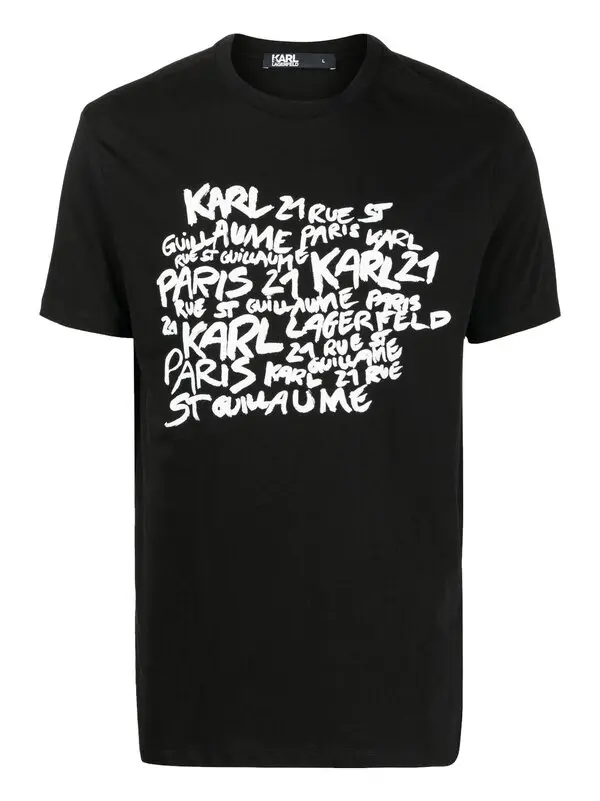 Karl Lagerfeld Logo Address Print T-shirt - Black