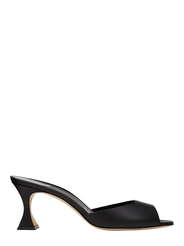 Manolo Blahnik Jadarona Leather Mule Sandals - Black