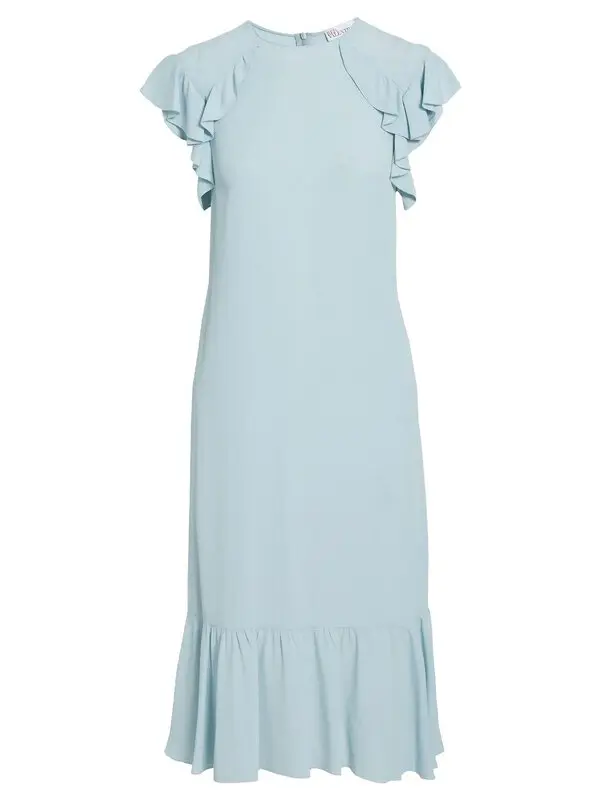 Red Valentino Ruffled Crepe De Chine Midi Dress - Sky Blue