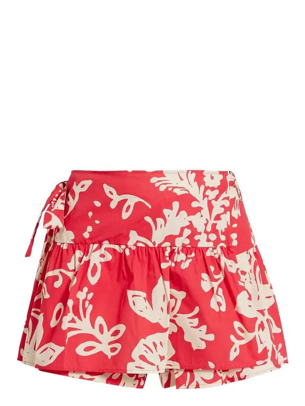 Red Valentino Floral Cotton Shorts - Papaya