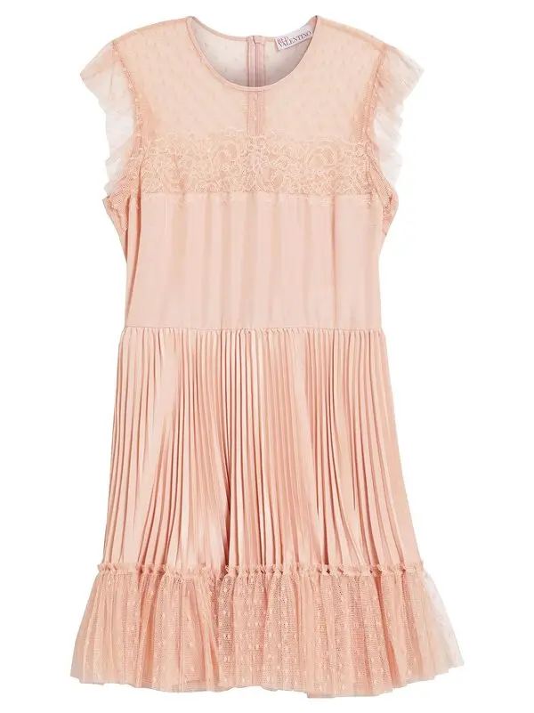 Red Valentino Point D'esprit Paneled Crepe Mini Dress - Blush