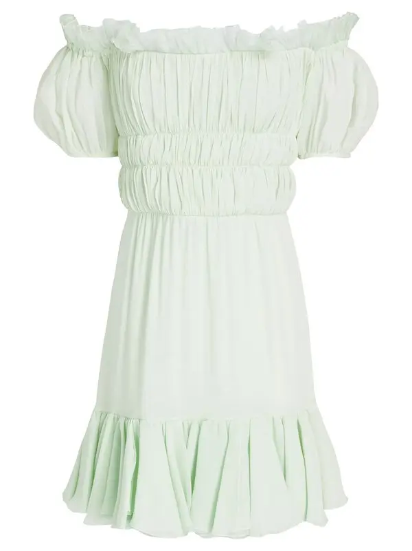 Giambattista Valli Off-the-shoulder Ruffled Silk-georgette Mini Dress - Light Green