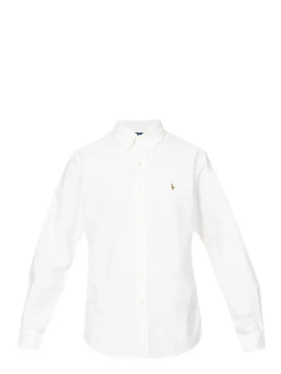 Polo Ralph Lauren Long-sleeved Button-down Custom-fit Cotton Oxford Shirt - White