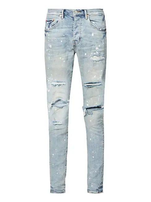 PURPLE BRAND Slim-fit Stretch-denim Jeans - Light Indigo Paint
