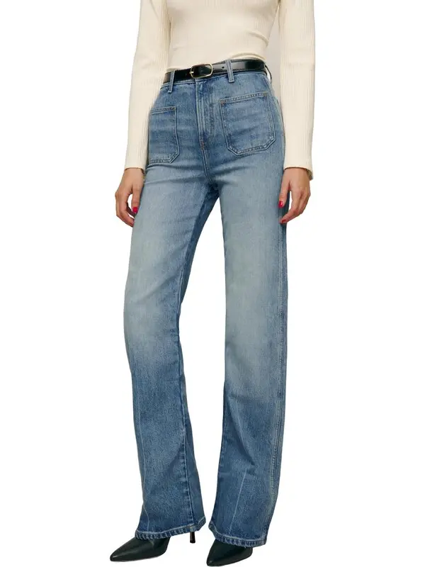 REFORMATION Alyssa High Rise Wide Leg Jeans - Blue