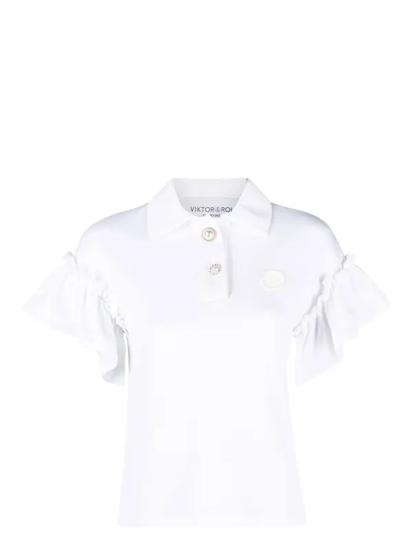 Viktor & Rolf Ruffle-sleeve Polo Shirt - White