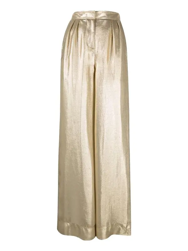 Alberta Ferretti Metallic Finish Wide-leg Trousers - Neutrals
