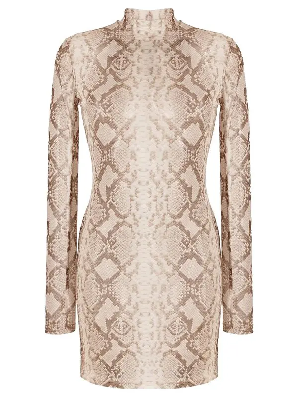 Philipp Plein Snakeskin-print Mini Dress - Neutrals
