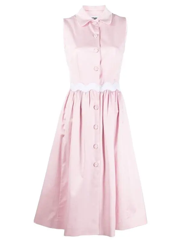 Moschino Sleeveless Collared Flared Dress - Pink