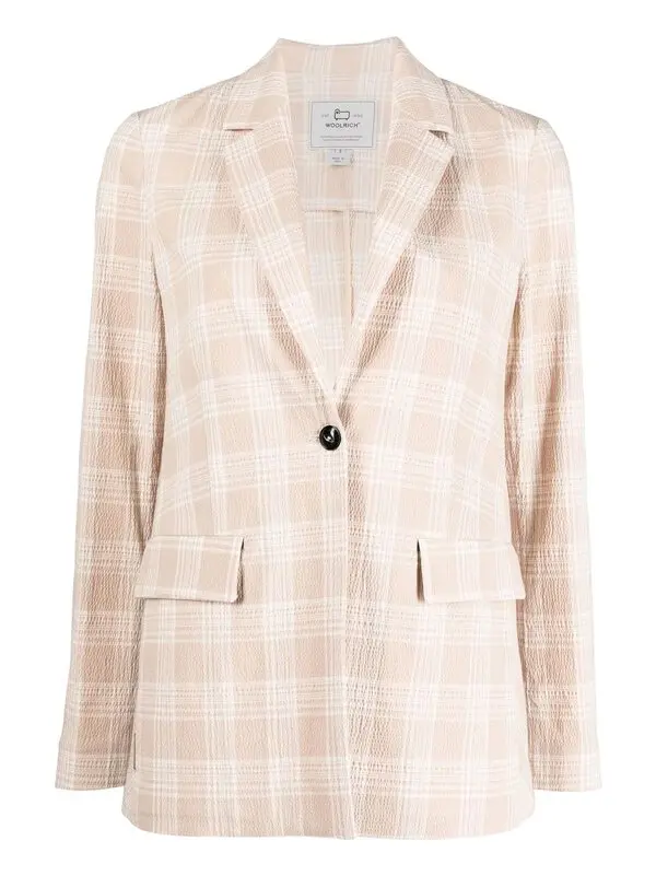 Woolrich Seersucker Double-breasted Check Blazer - Neutrals