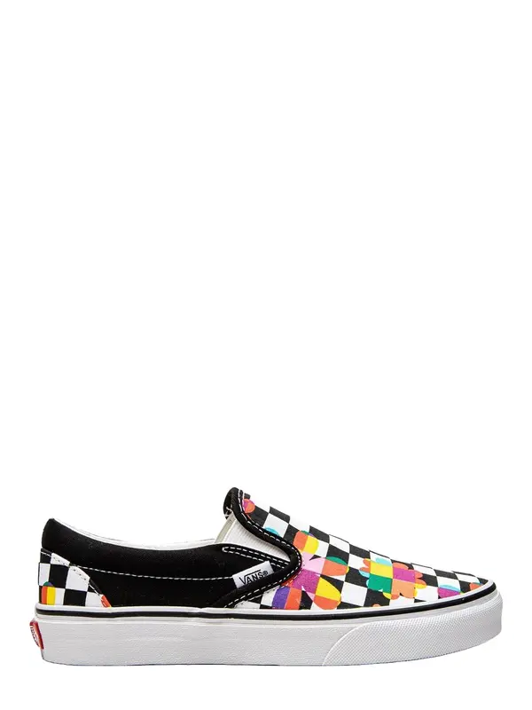 VANS Classic Slip-on Floral Checkerboard Sneakers - Black
