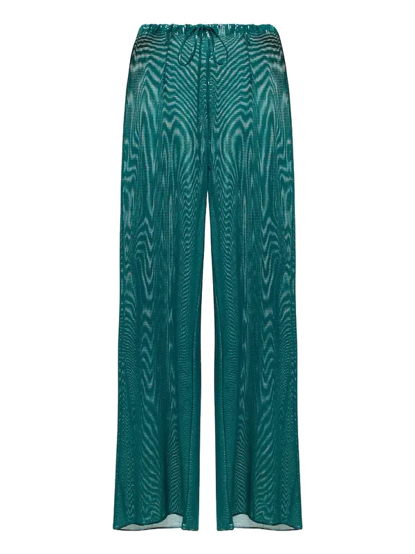 Oseree Lamé Wide-leg Pants - Green