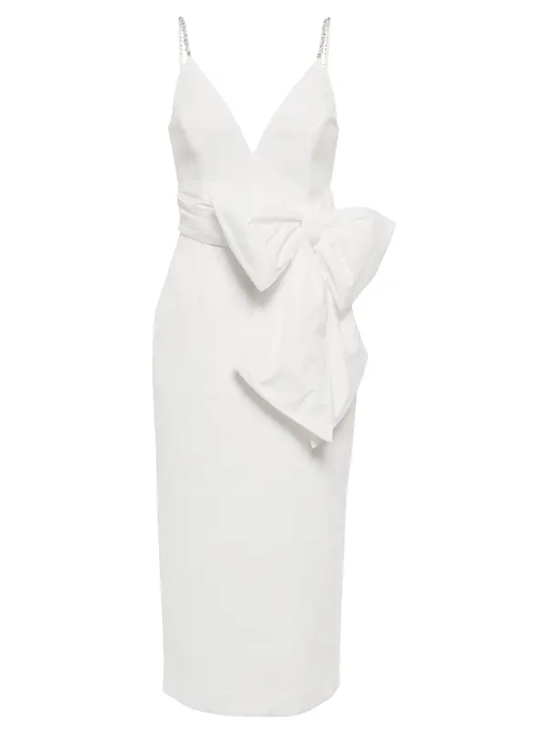 Rebecca Vallance Genevieve Bow-trimmed Crêpe Midi Dress - White