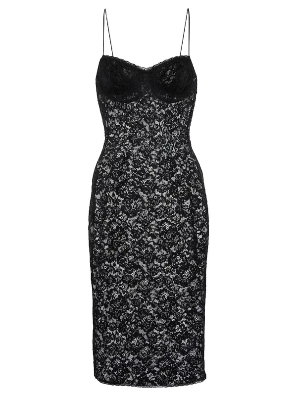 Oseree Lace Minidress - Black